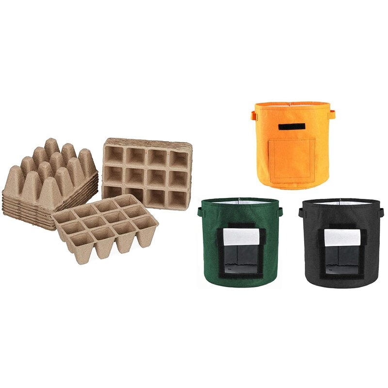 3 пакета для выращивания картофеля, 15 галлонов, 20 лотков для рассады, биоразлагаемые торфяные горшки, лотки для проращивания рассады