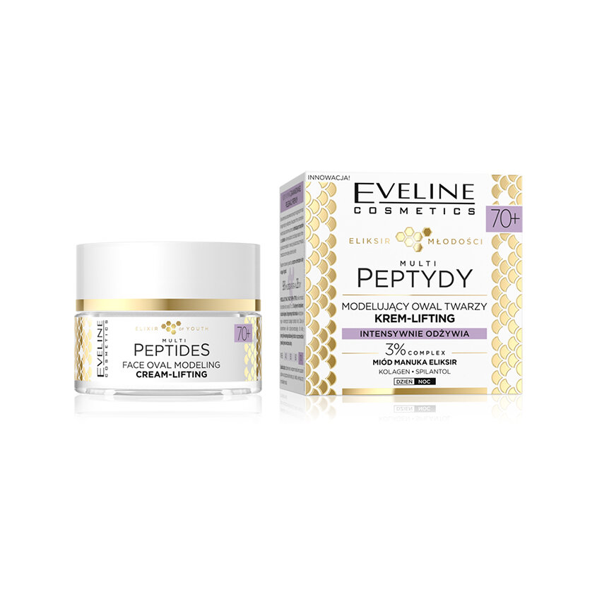 Крем для лица EVELINE ELIXIR OF YOUTH моделирующий овал лица с лифтинг эффектом 70+ 50 мл
