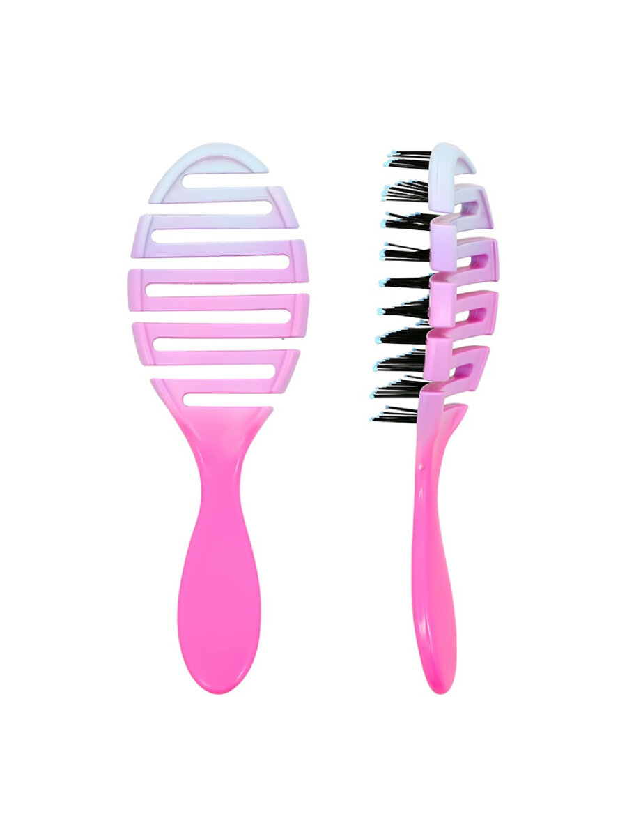 Расческа массажная Lady Pink для сушки волос, нейлоновая щетина, розовая