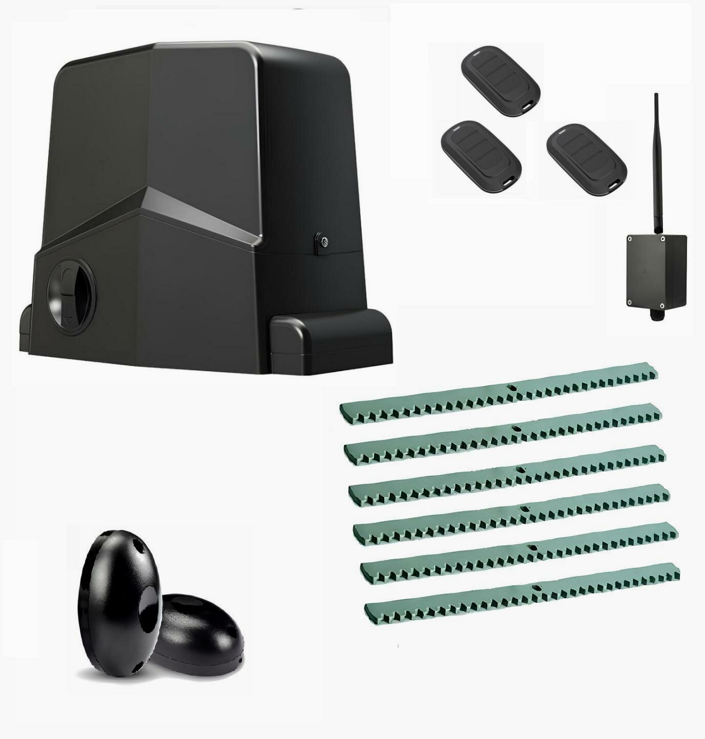 Автоматика для откатных ворот ARW-1000MKIT FK6-BT-Т3, комплект: привод, фотоэлементы, 3 пульта, 6 реек, Bluetooth-модуль