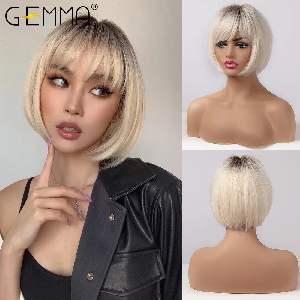 Короткий парик GEMMA с челкой, светлый, Color: Ss171-2