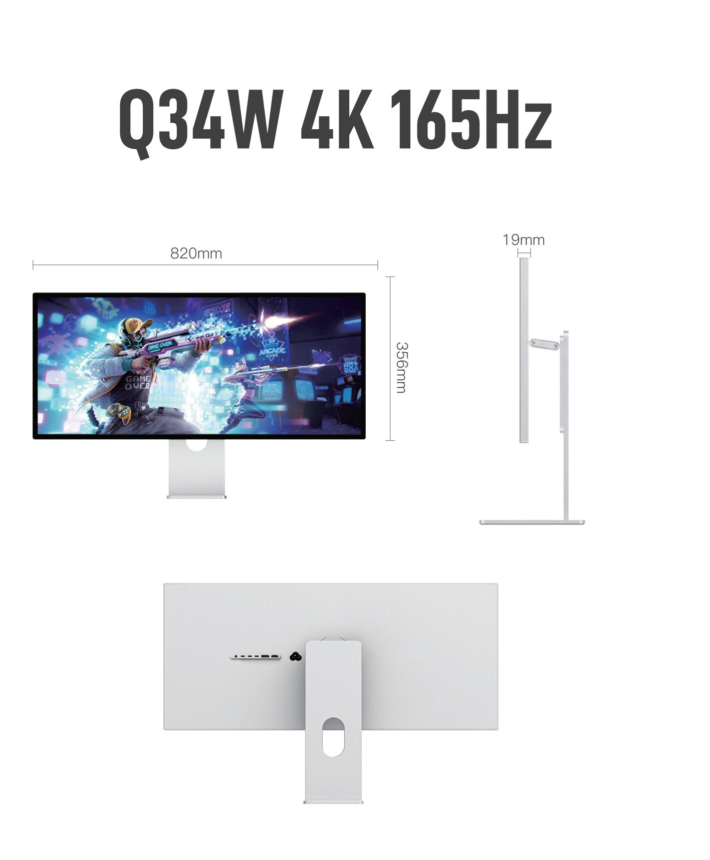 Монитор игровой Kuycon Q34-W, 4K / 165 Гц / 34 дюйма / 3440х1440 / без перфорации / VESA
