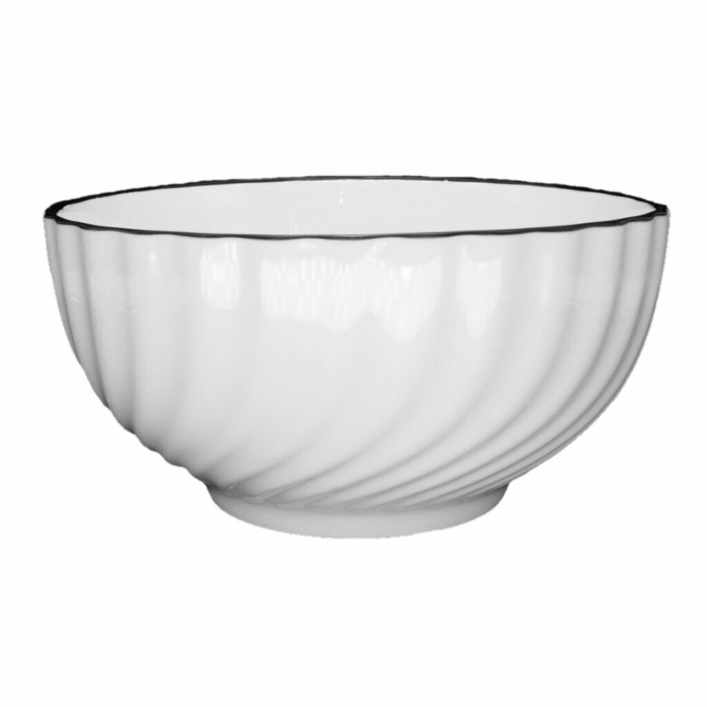 Тарелка суповая МФК Зефир 13 см, фарфоровая белая глубокая пиала для супа и каши, круглая столовая посуда MFK21143