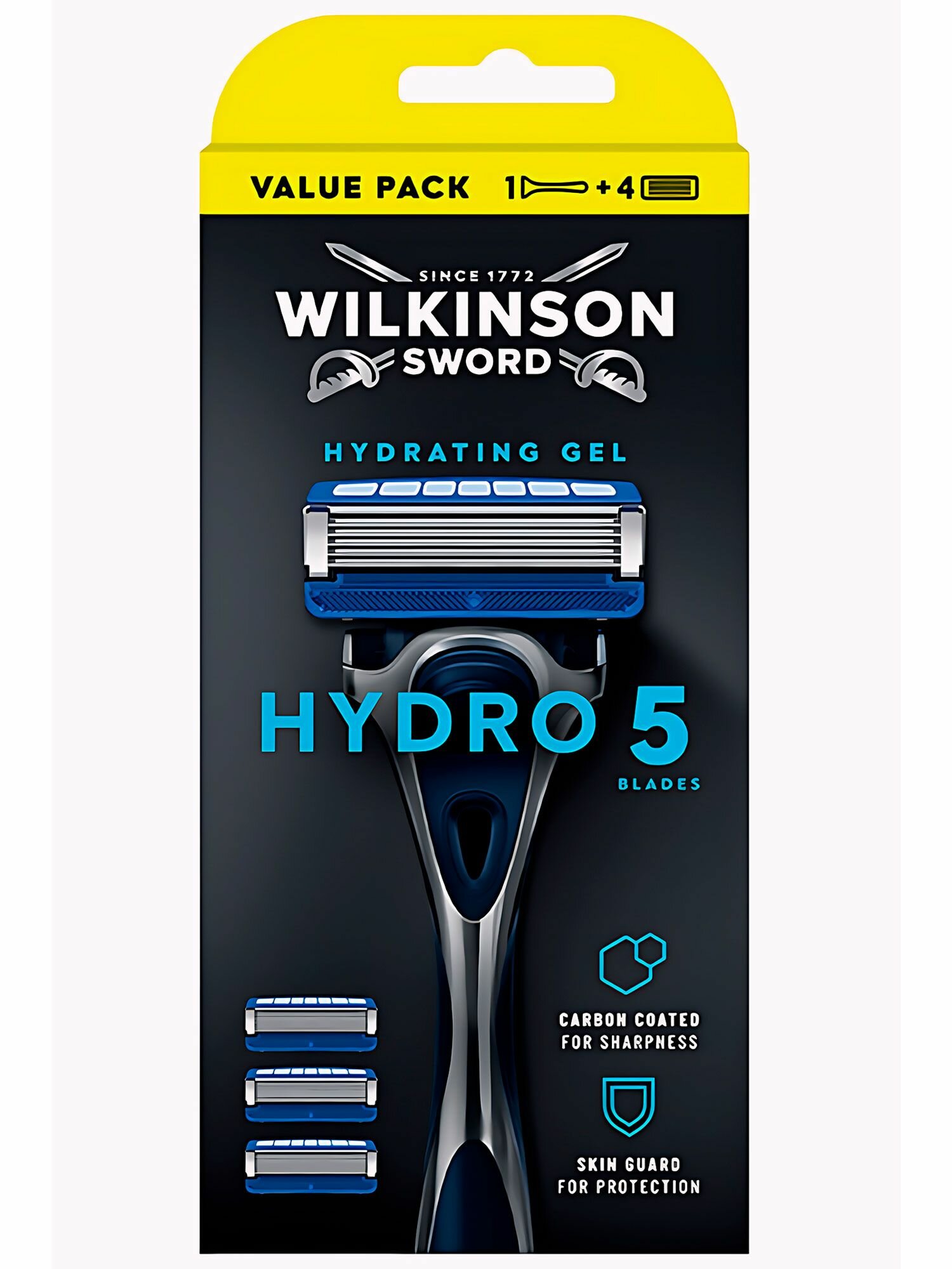 Wilkinson Sword Schick Hydro 5 Бритва (1 станок, 4 кассеты), 5 лезвий, механизм флип-триммер