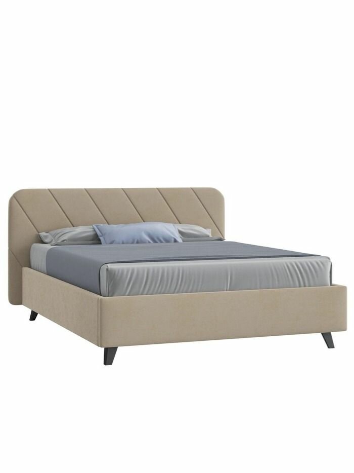 Кровать "Николь" 120х200 см в ткани микровелюр бежевый с подъемным механизмом