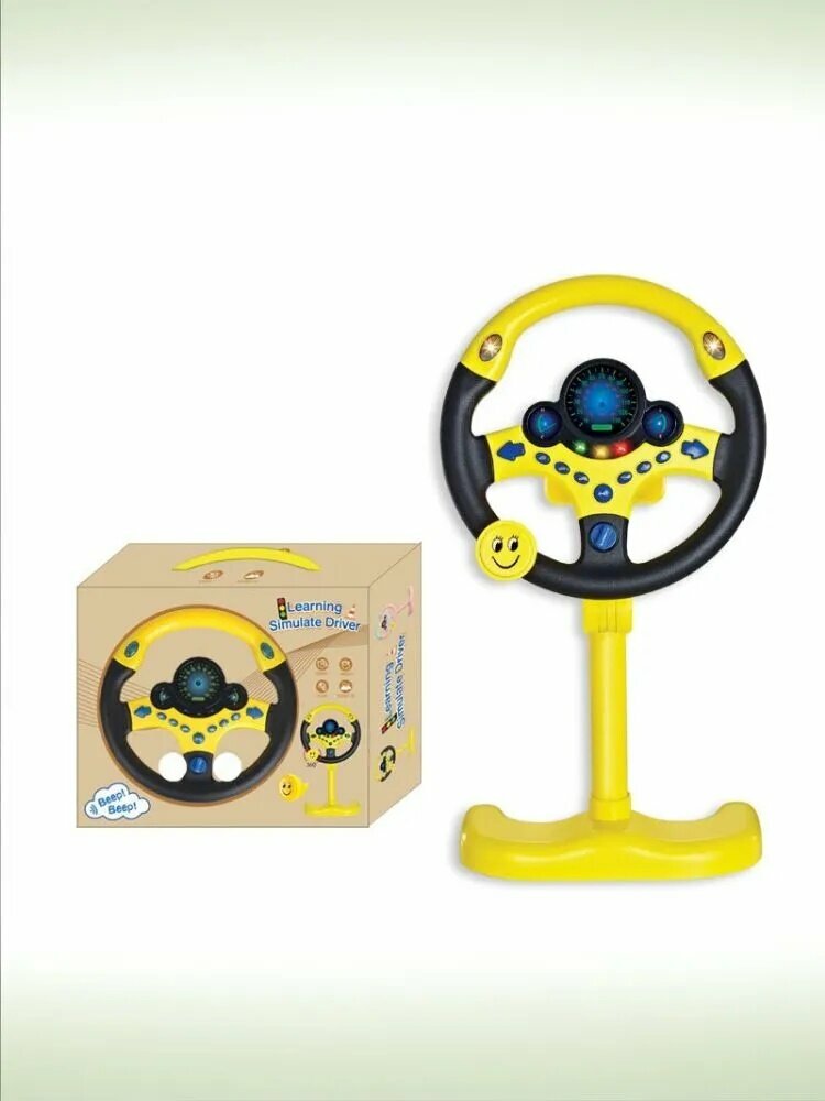 Крепящийся на присосках музыкальный руль для детей в автомобиль. Пояснение: