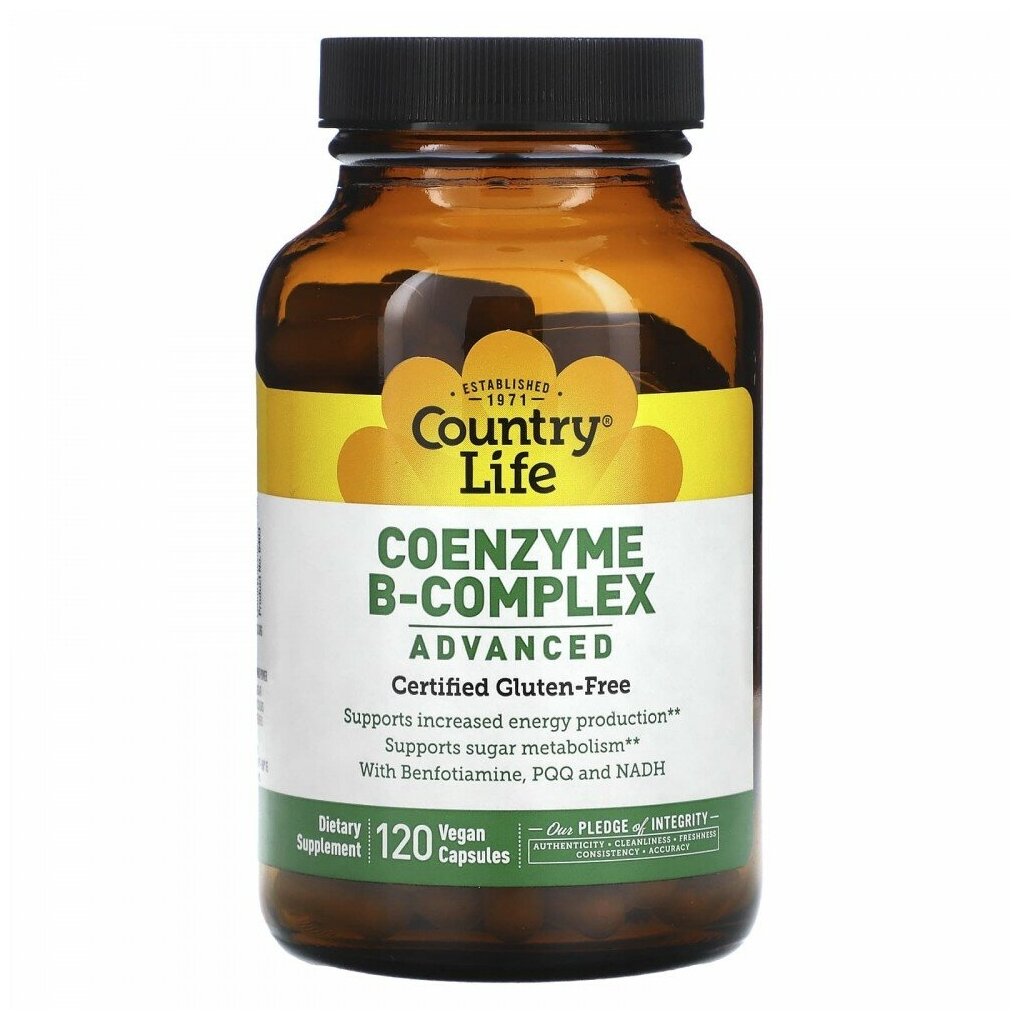 Country Life Coenzyme B-Complex, витаминный комплекс группы B, 120 капсул