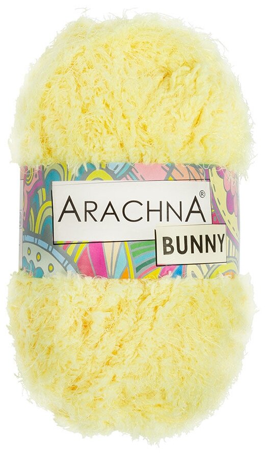 Пряжа плюшевая ARACHNA "BUNNY" 5 шт. по 100 г 110 м 100% микрополиэстер №95 св. желтый