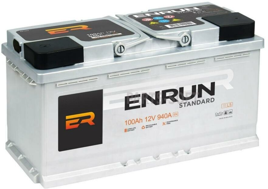 Аккумулятор ENRUN Standart 100 А/ч обратный R+ 353x175x190 L5 EN 940 А ENRUN арт. ES1000