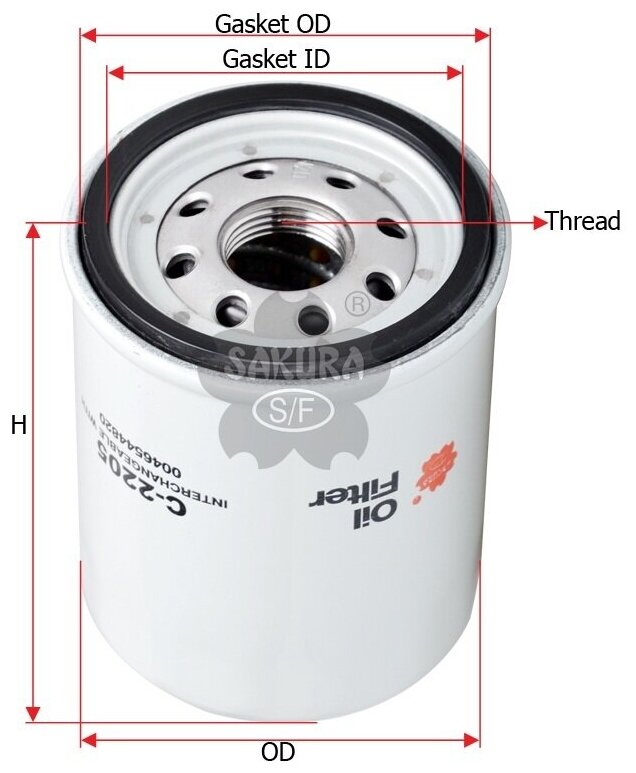 SAKURA Automotive c2205 фильтр масляный Fiat (Фиат) grande Punto (Пунто) 1 4 2005- Punto (Пунто) 1 2 1999 - 2012 500 1