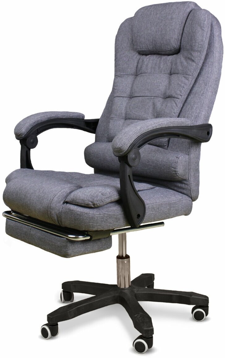 Компьютерное кресло с функцией массажа для дома и офиса, с подставкой для ног, из ткани, цвет светло-серый