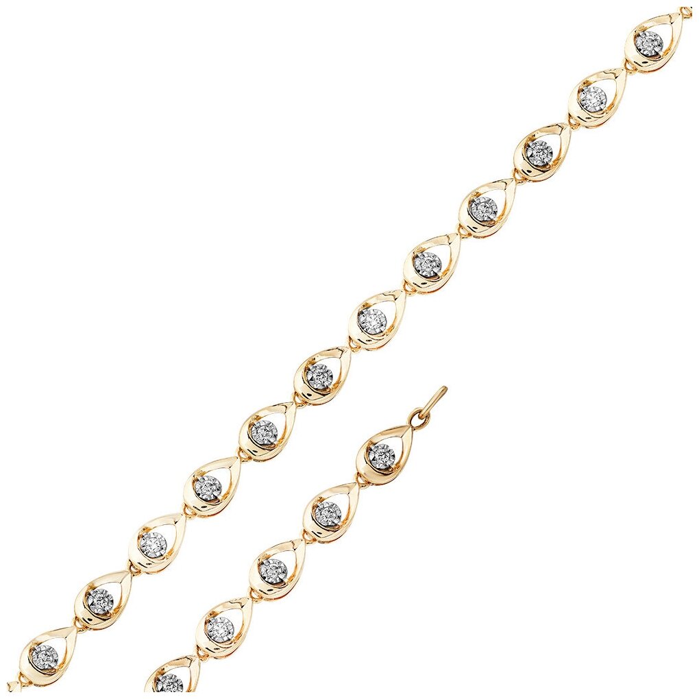 Браслет, комбинированное золото, 585 проба, бриллиант