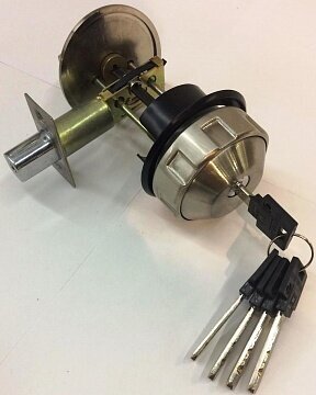 Замок врезной Deadbolt-Master Lock Автомат антик/графит, левый
