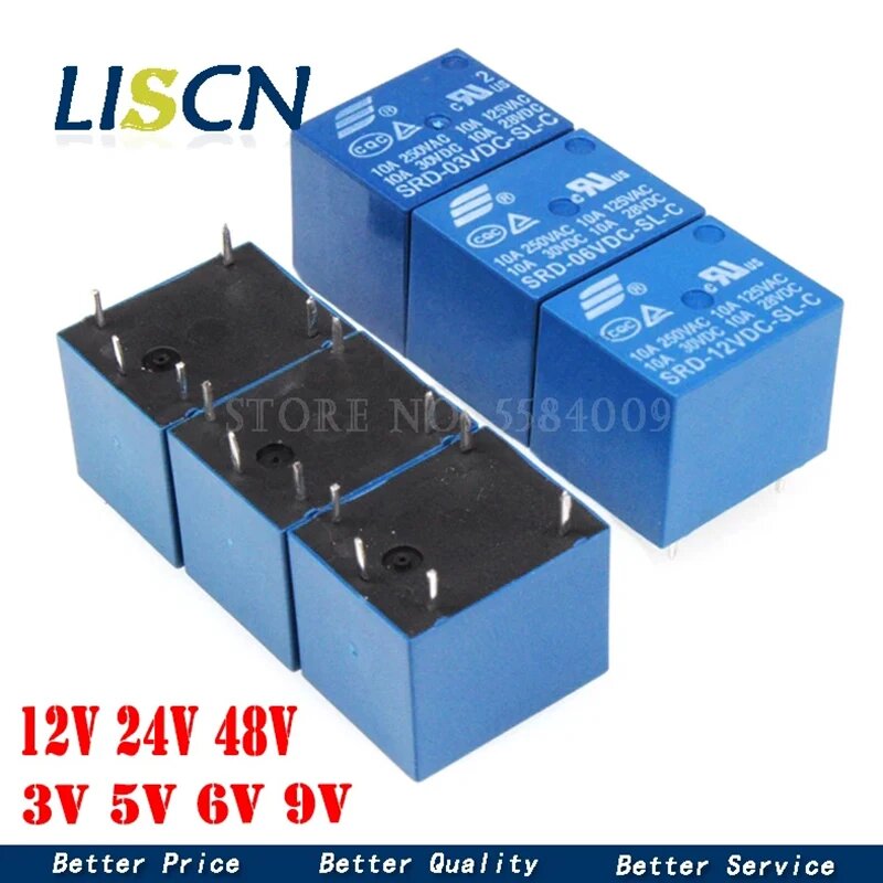 Набор реле SRD 3V/5V/6V/9V/12V/24V/48V SRD-12VDC-SL- C