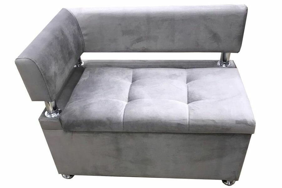 Диван для дома и офиса Парма с подлокотником 80x60х80 серый микровелюр, левый