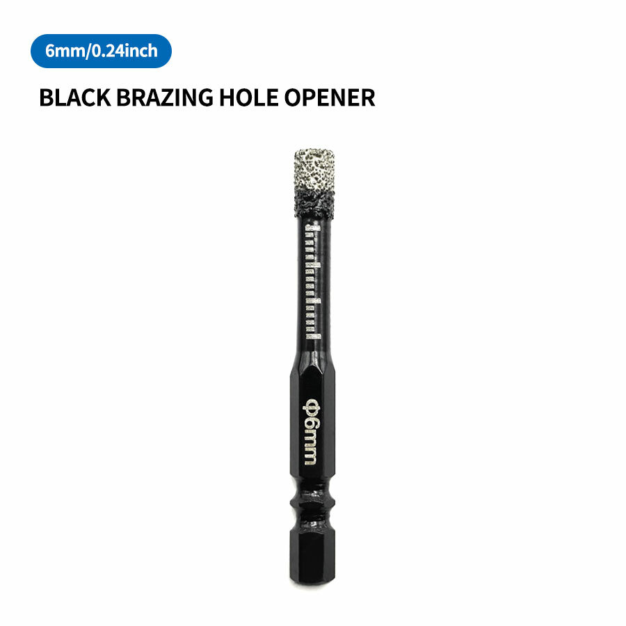 Шестиугольная ручка Черный цвет вакуумно паянные алмазные сверла для сухого сверления 6mm