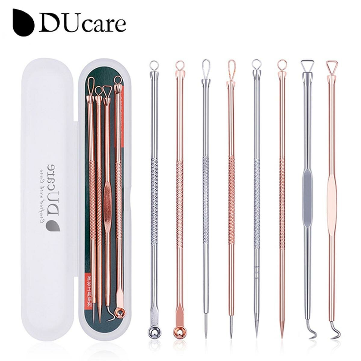 DUcare 4 шт. иглы для удаления угрей от прыщей из нержавеющей стали, экстрактор прыщей, лечение акне, игла от прыщей, инструмент для чистого ухода за лицом