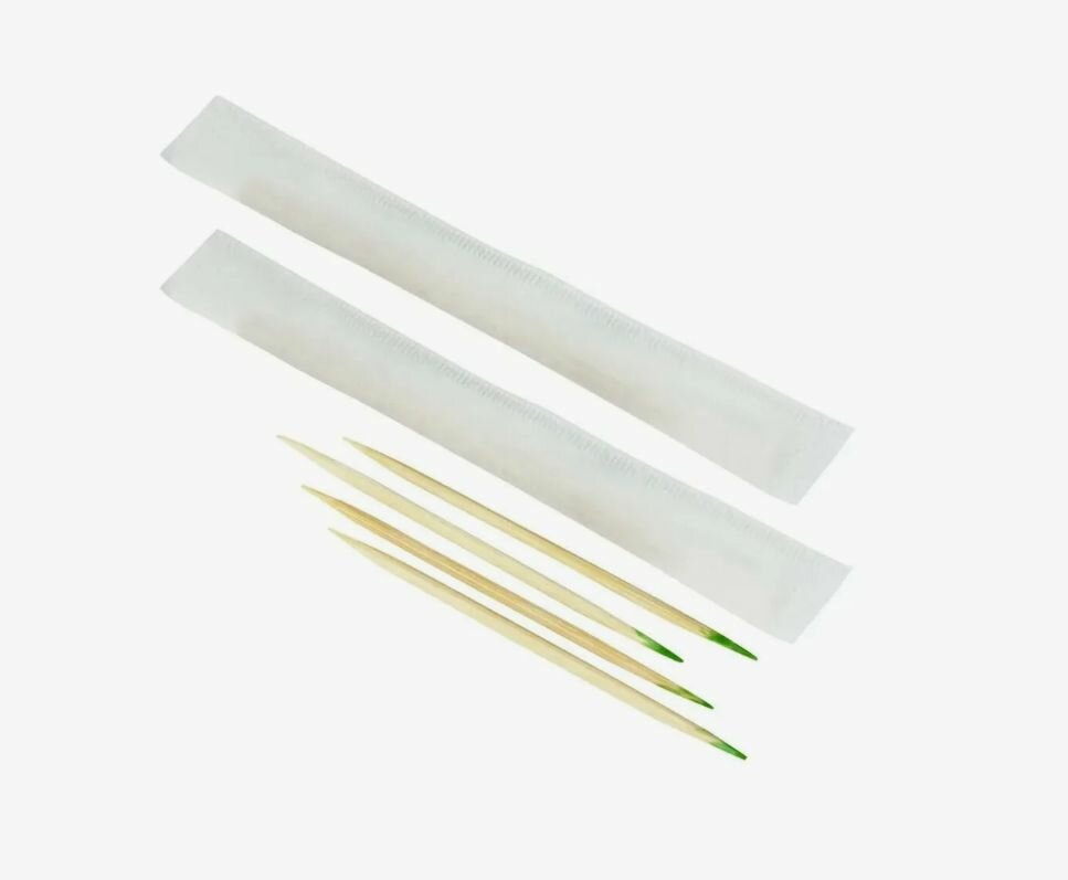 Бамбуковые зубочистки в индивидуальной бумажной упаковке 500 штук