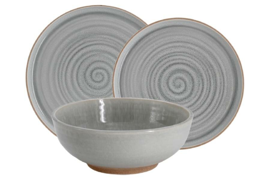 Набор обеденный, 12 персон, 36 предметов, керамика, серая, Спираль, Dallas (Home&Style)