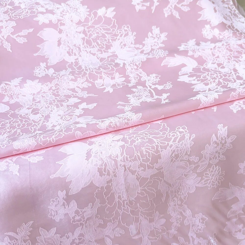 Парча с цветком пиона, жаккард, 100x150 см Розовый, Розовый