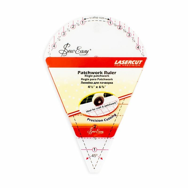 Лекало HEMLINE SewEasy, Лепесток, с углом 45 , размер 4,5х6,8", прозрачное с красно-черной разметкой