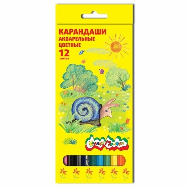 Акварельные карандаши Каляка-Маляка Мягкий грифель, 12 цветов, дерево (КАКМ12)