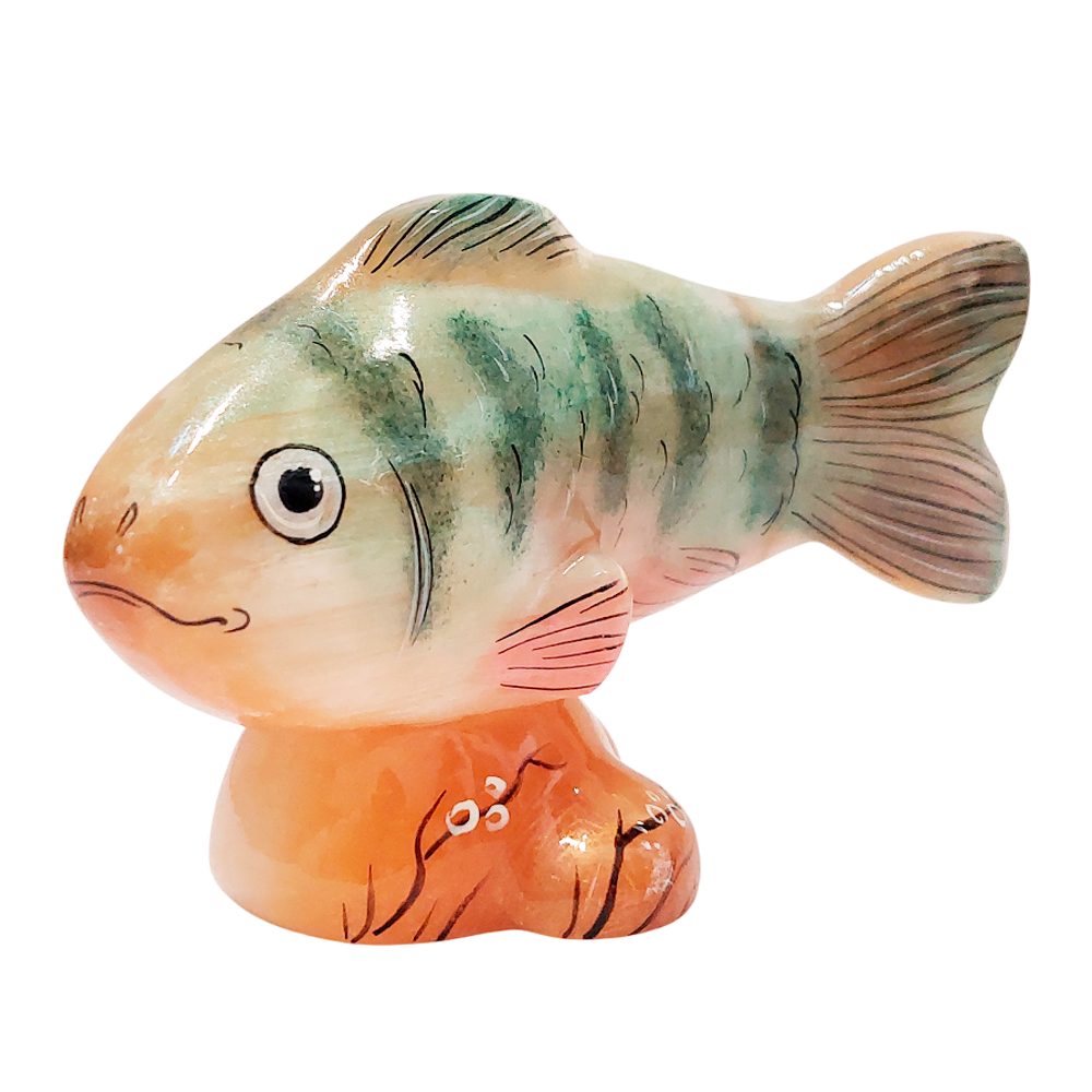 Фигурка из камня селенита "Рыба Окунь"