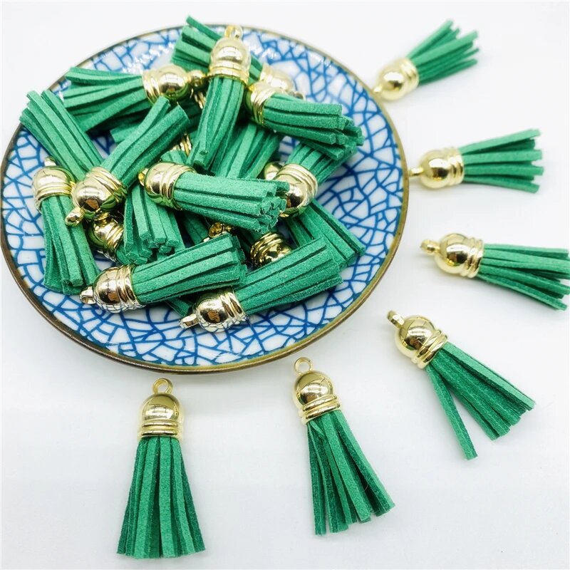 Искусственные кожаные кисточки для декора, 8 шт. Изумрудный, 05