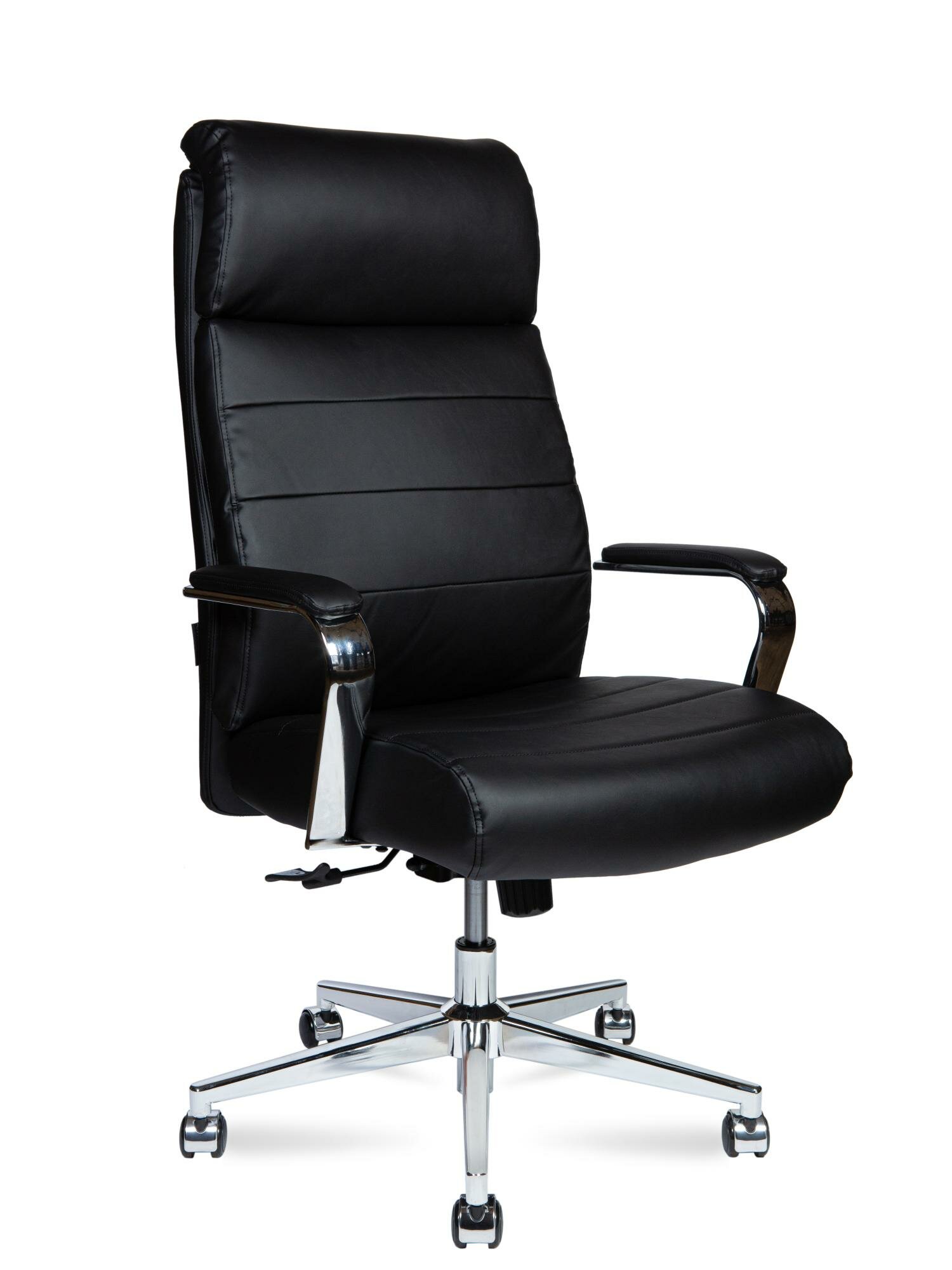 Кресло офисное Atlant Norden черный, экокожа и металл, мягкое сиденье, с подлокотниками