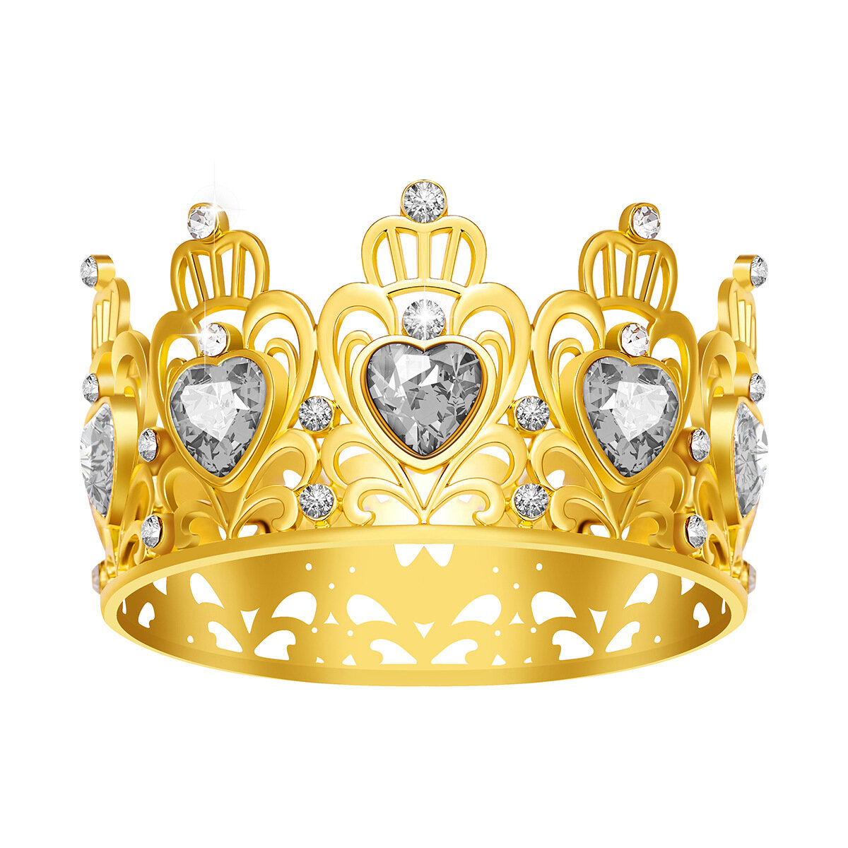 Корона "Персиковое сердце", трансграничная, круглая, из сплава, с белыми бриллиантами