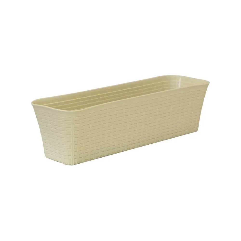 Балконный ящик IDEA ротанг 600 белый, прямоугольный ящик для растений из полипропилена, разборная конструкция