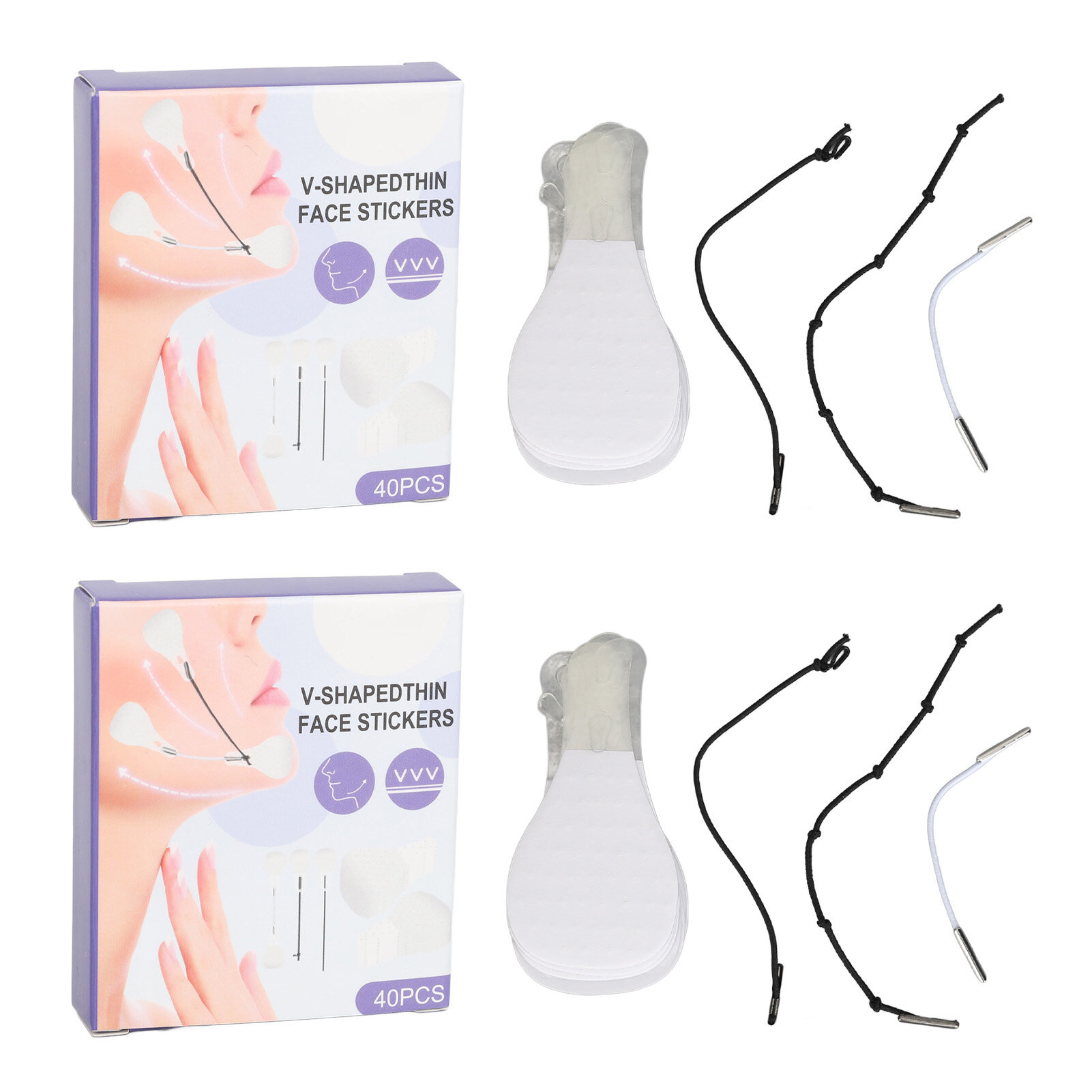 Наклейки для подтяжки лица V-Line, 80 шт. Скрытые ленты для подтяжки лица для уменьшения двойного подбородка, уменьшения жира на лице, коррекции фигуры, борьбы со старением, подтяжки кожи