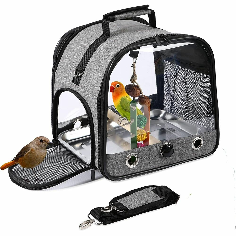Переносная сумка-клетка для птиц -прозрачная, с кронштейном, складная, дышащая