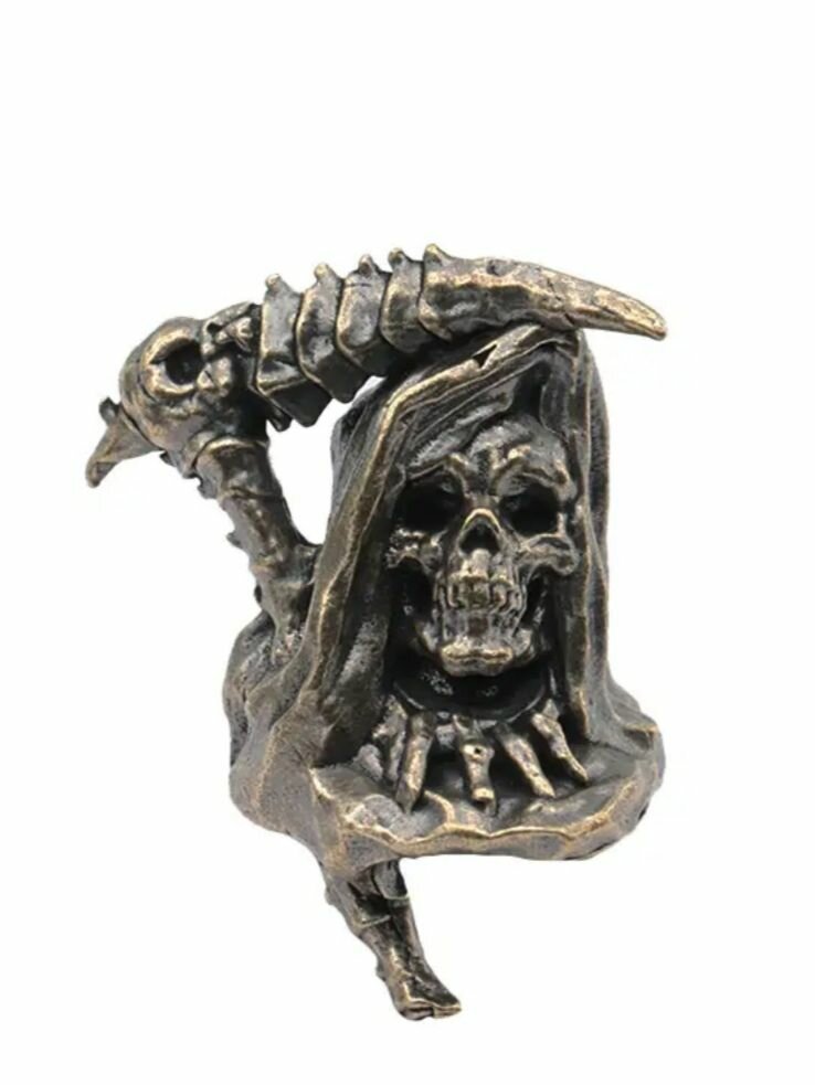 Бусина для темляка"Мрачный жнец". Отверстие 6 мм. Бусина темлячная. Череп. Смерть с косой