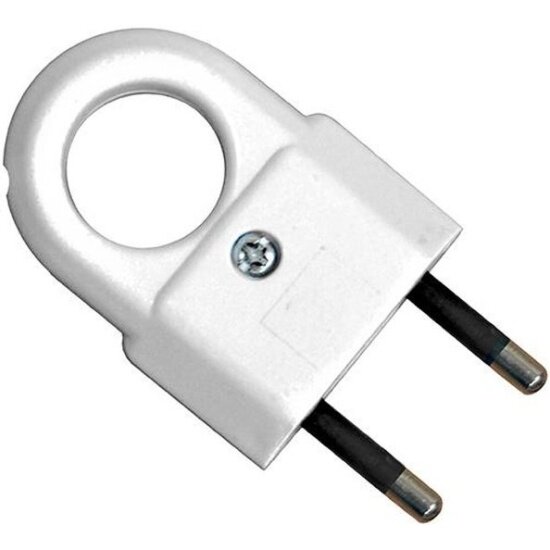 Вилка электрическая Universal 6А 250В плоская с ушком без. заземл. бел. (еврослот) А103