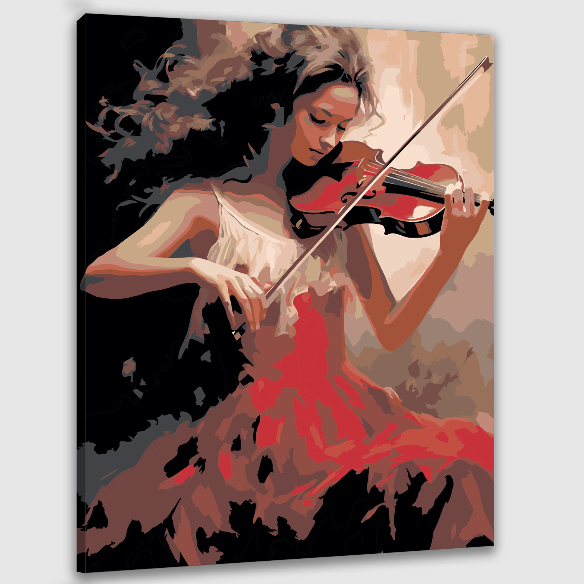 Картина по номерам 40x50 см, картина маслом, детализация, страсть, вдохновение, девушка, скрипка, закрытые глаза