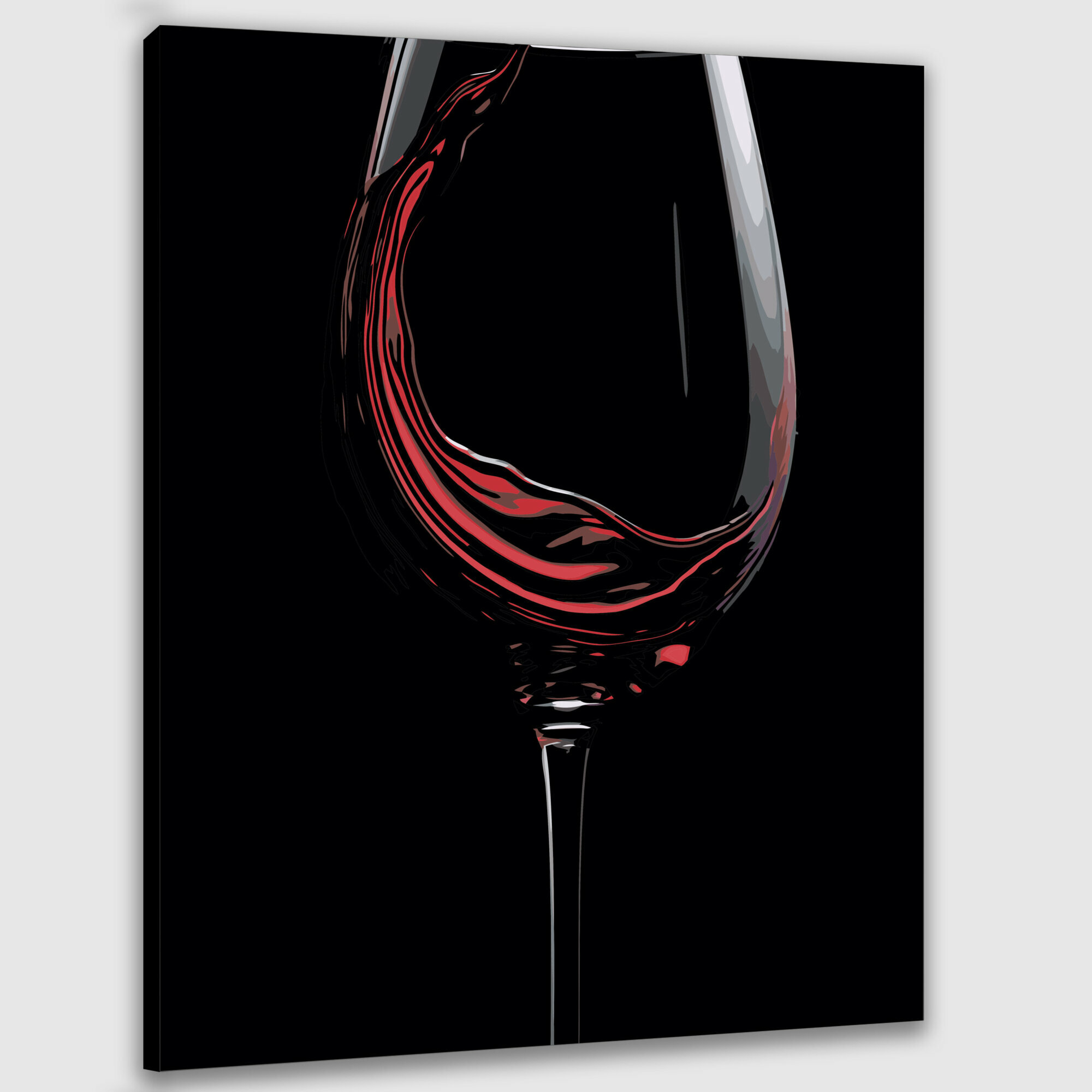 Картина по номерам 40x50 см, бокал, вино, темно-красное, план, эмоции, бархатистая текстура, интенсивный цвет, стекло