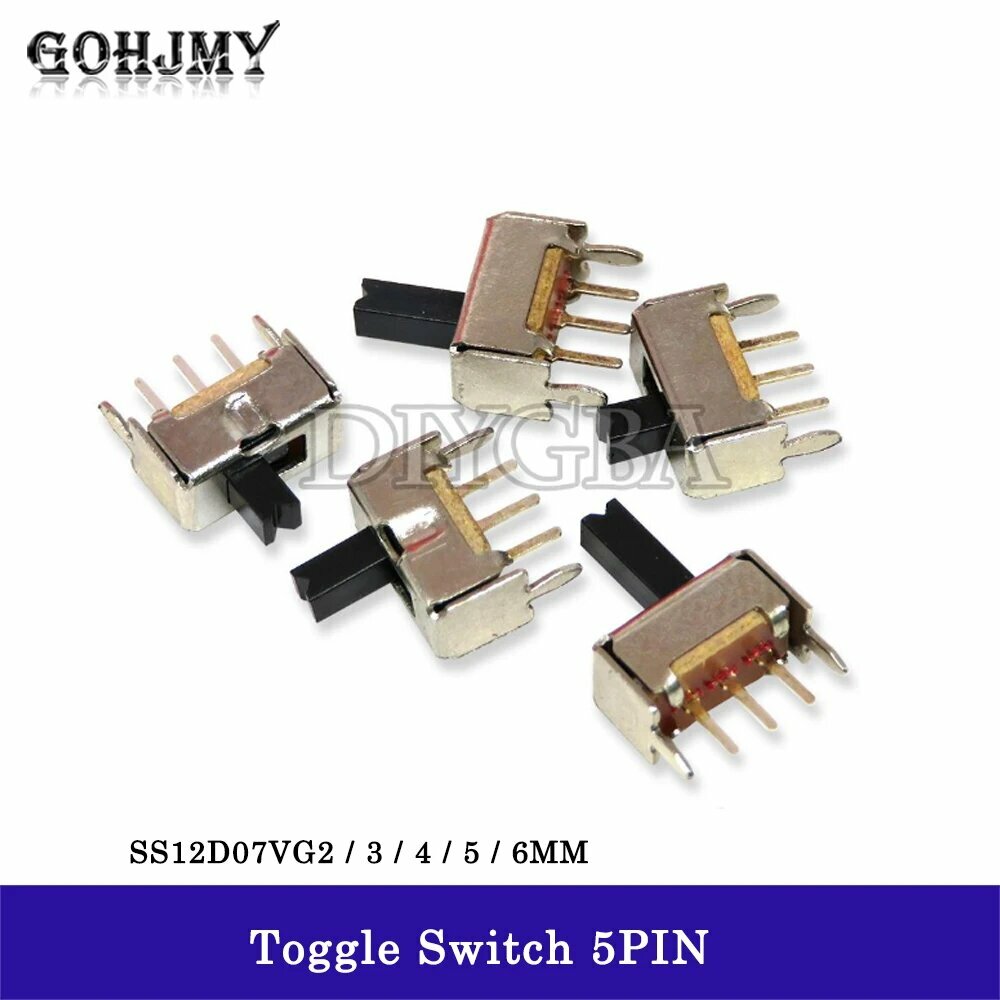 Переключатель 5PIN 1P2T, Цвет: SS12D07VG6