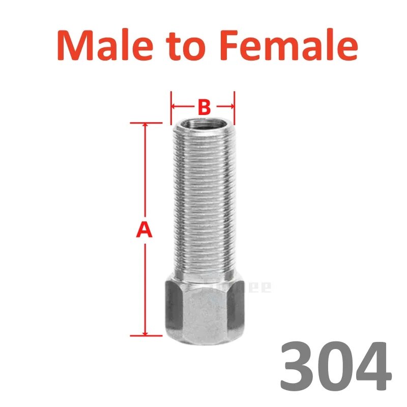 Соединитель для ниппельной трубы из нержавеющей стали 304 B 1l2 BSP, A 50mm, Male to Female