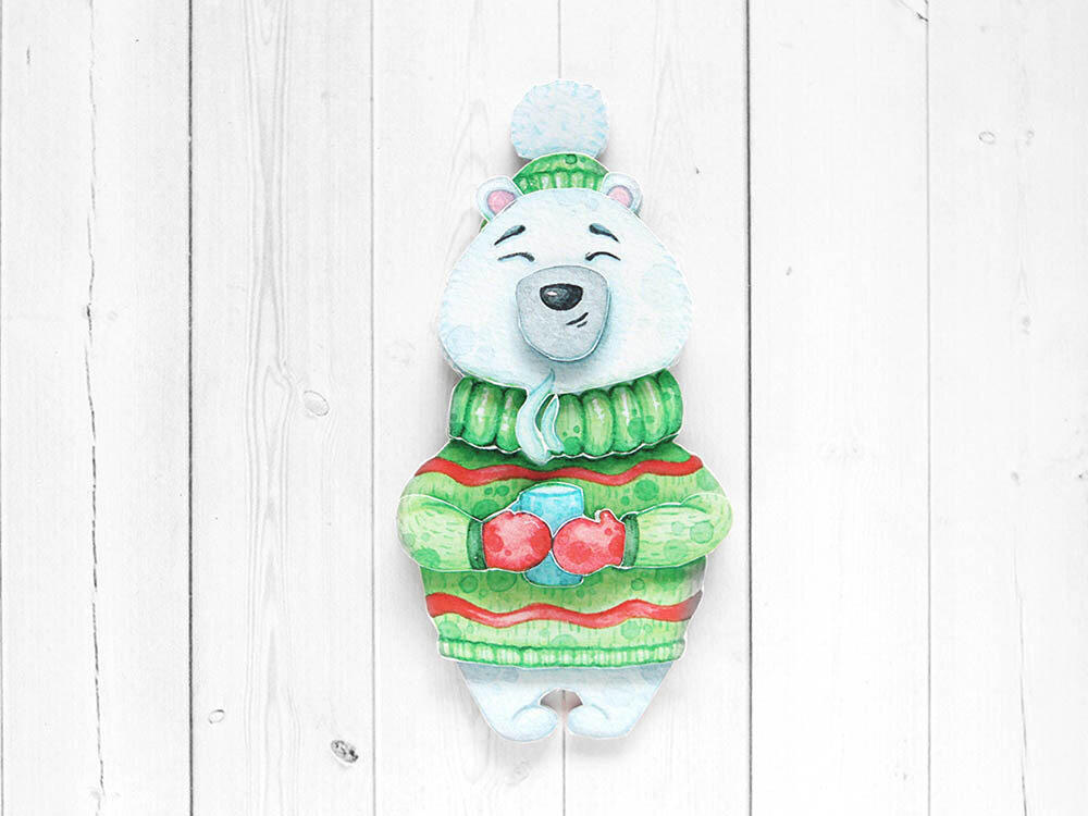 Набор папертоль для рукоделия "Медвежонок" 3D картинка, (P0710) 6х12 см Paperlove