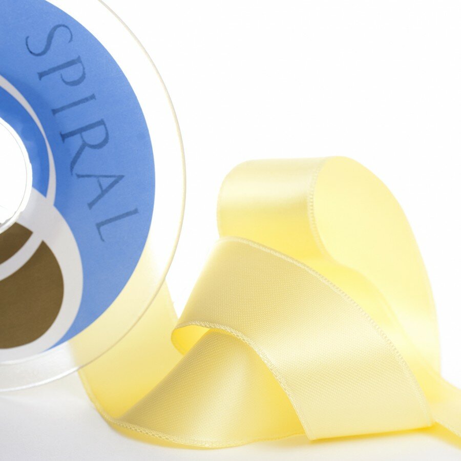 Лента атласная двусторонняя SAFISA, 3 мм, 100 м, цвет 09, лимонный