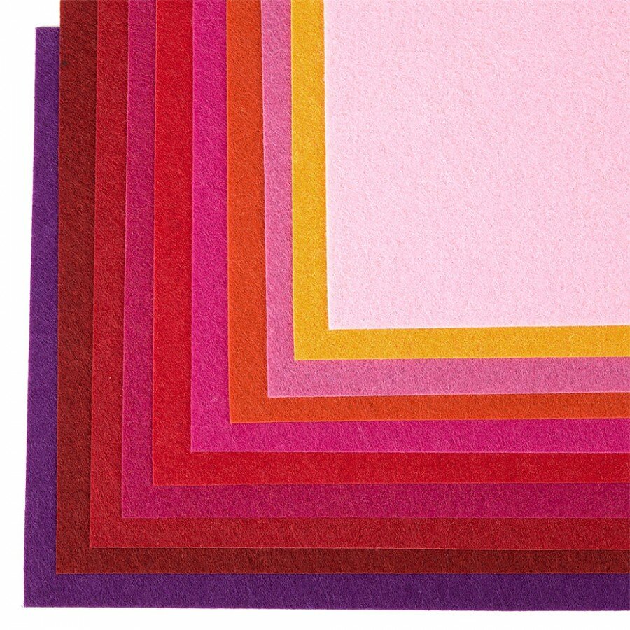 Набор листового фетра (жесткий) IDEAL 1мм 20х30см FLT-HA10 уп.10 листов цв. красный ассорти