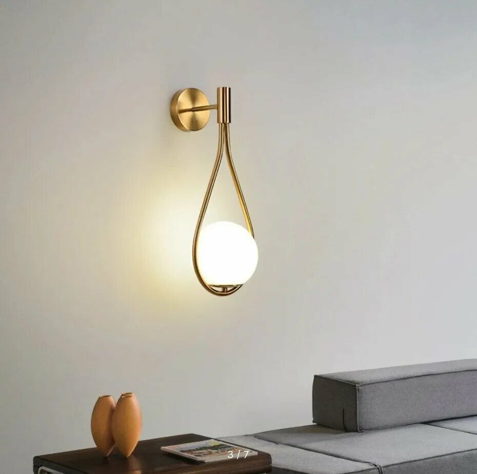 Настенный светильник с шаром E27 40Вт, металл и стекло, для гостиной, спальни, коридора