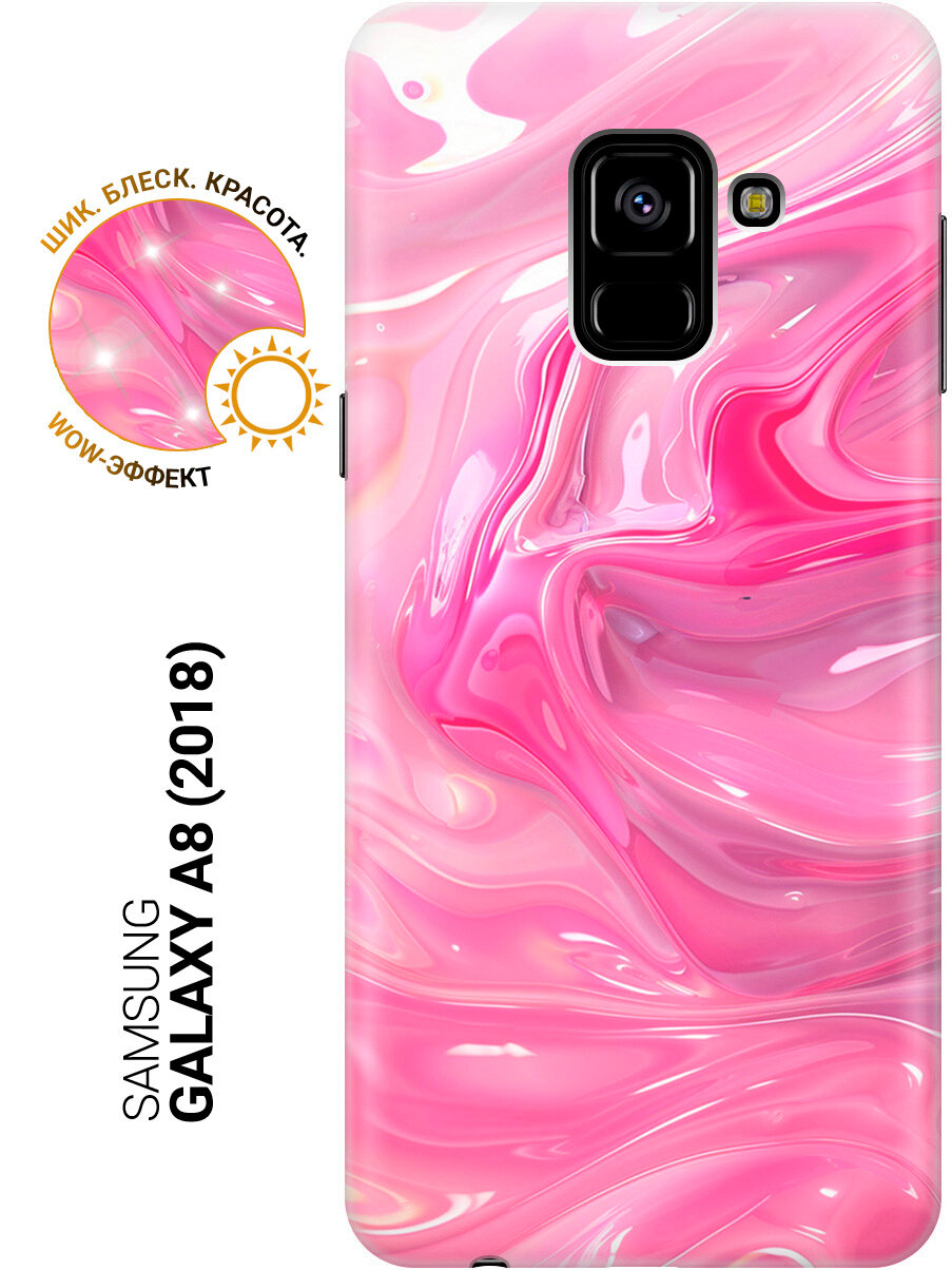Силиконовый чехол на Samsung Galaxy A8 (2018) с принтом "Розовые волны"