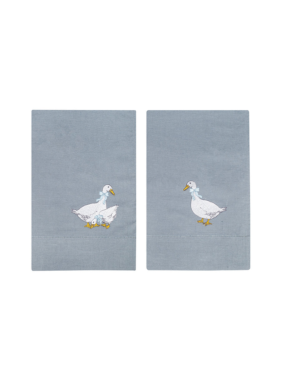 Полотенце кухонное BELLEHOME с вышивкой "Goose Bernadotte", 40х70 см, 50% лен 50% хлопок, 2 шт.