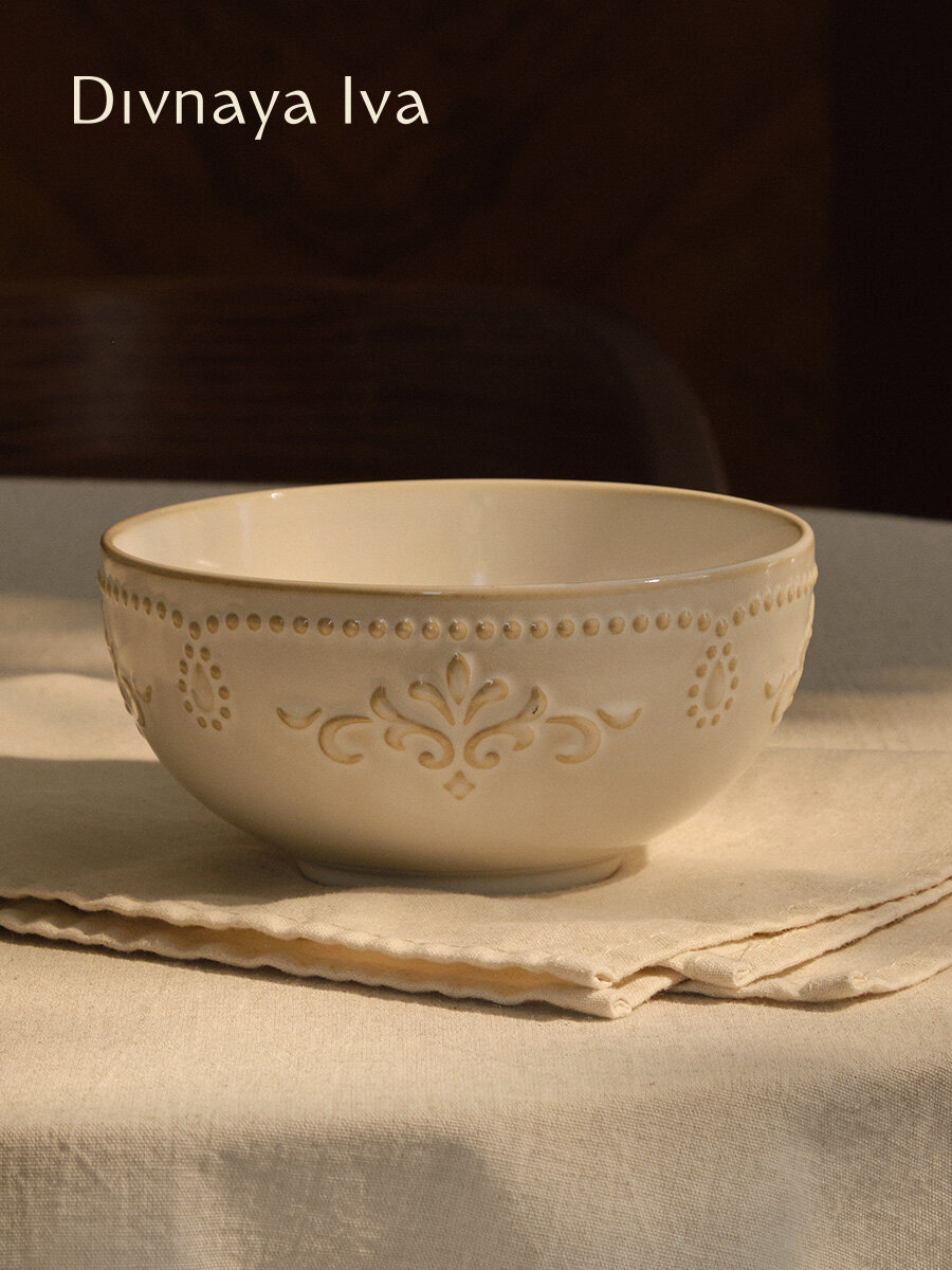 Тарелка боул, фарфор, тарелка для салата, для супа, диаметр 15 см, высота 7 см, Divnaya Iva