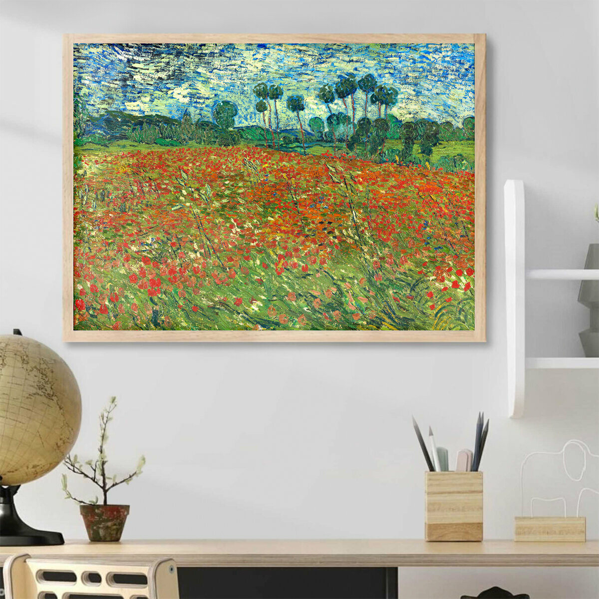 Постер "Репродукция Ван Гог маковое поле" 40x50 без рамки на стену для интерьера