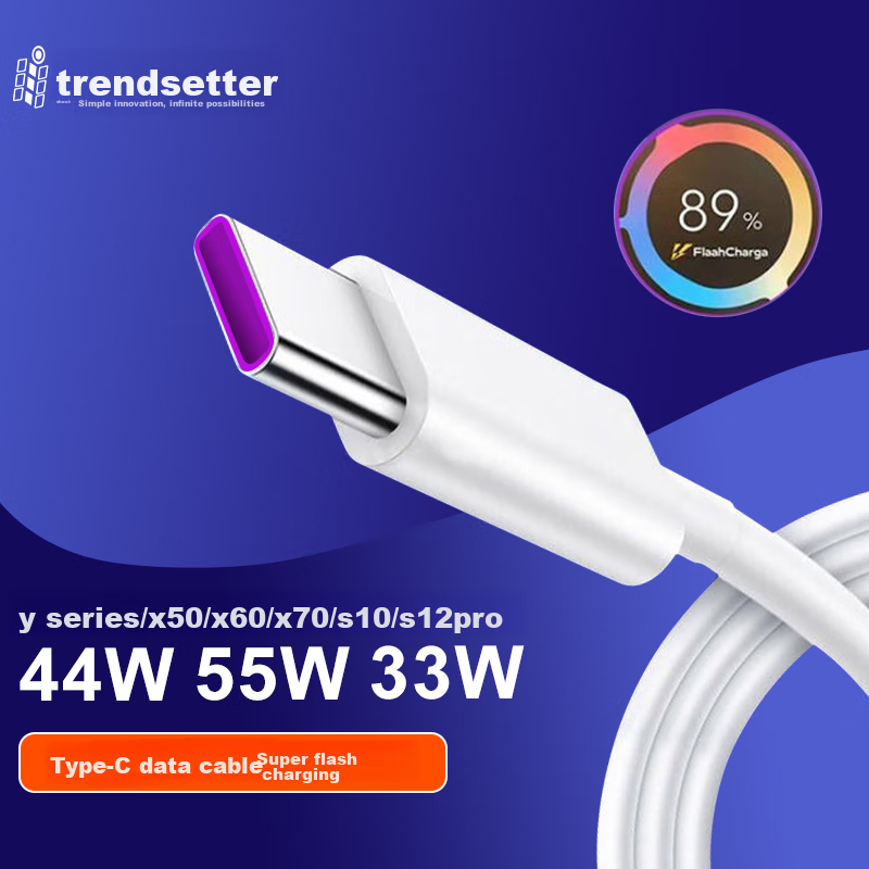 Trendsetter Fast Charging Type-C Cable for Vivo Y73, Y53, Y52, Y71, Y76, Y32, Y55s, T1x, S12, 10, 9, 7e, X3027, Huawei Charging Cable