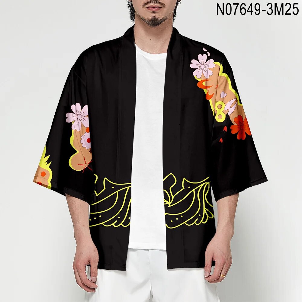 Хаори Оби Тангиро Самурая bebovizi 6XL/5XL/4XL Черный, М, N07649