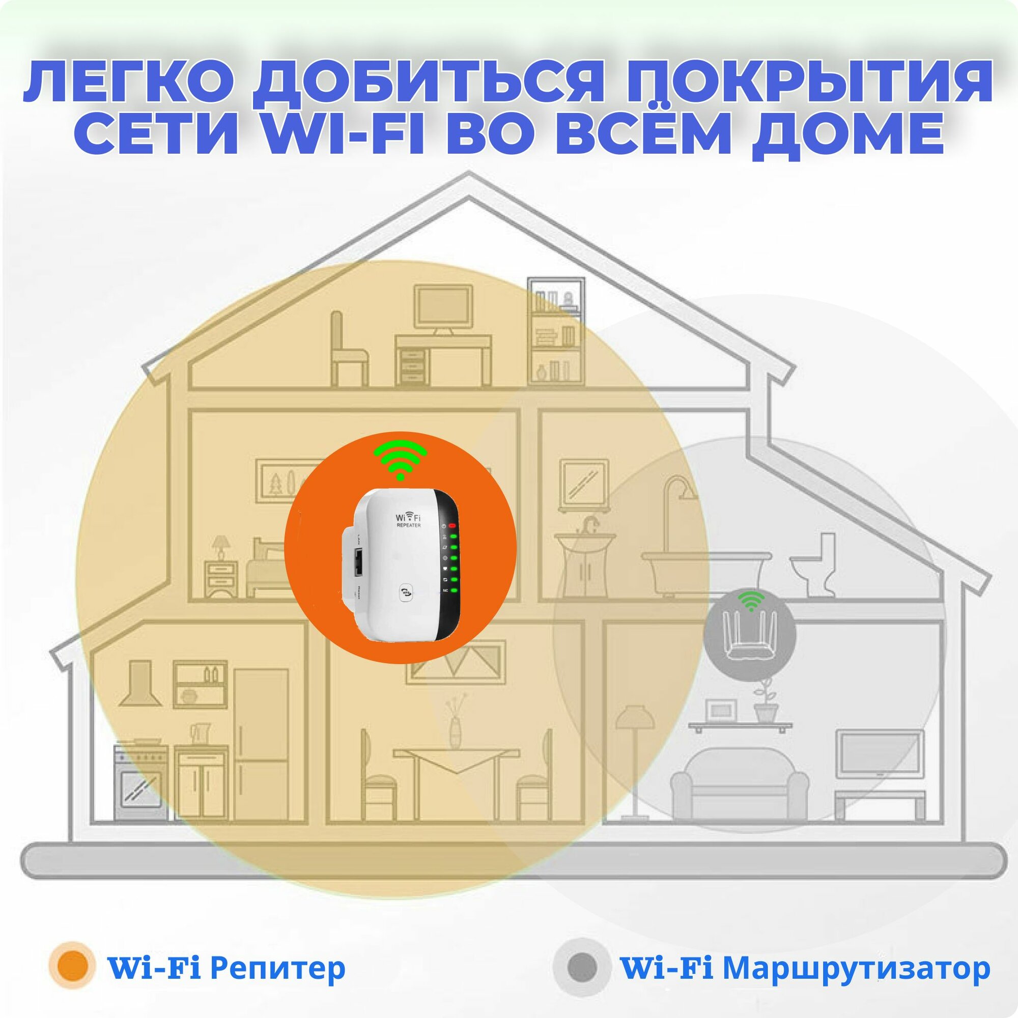 Усилитель wifi сигнала, репитер wifi сигнала 300M (Repeater)
